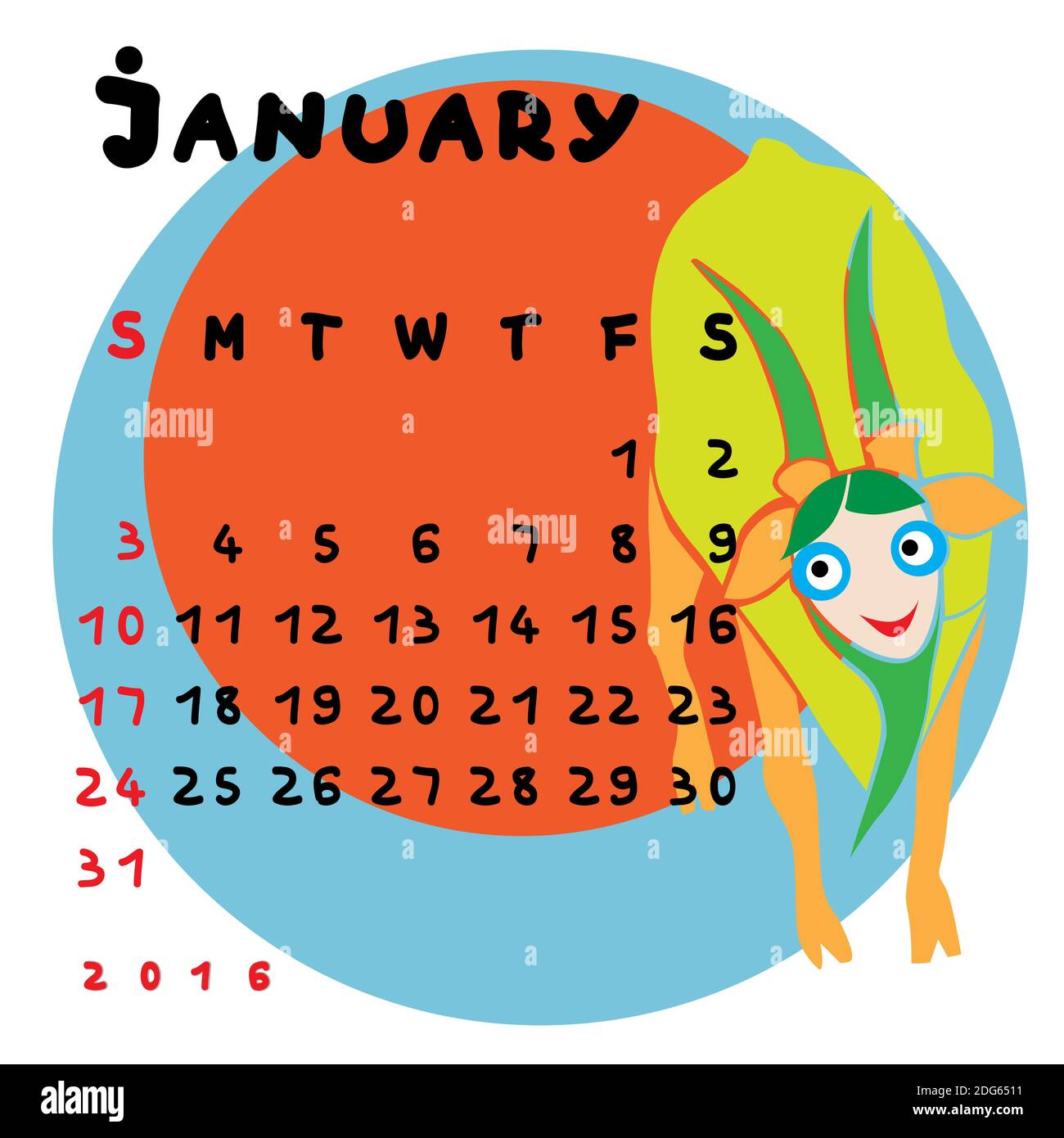 The month of january drawing Cut Out Stock Images & Pictures - Alamy