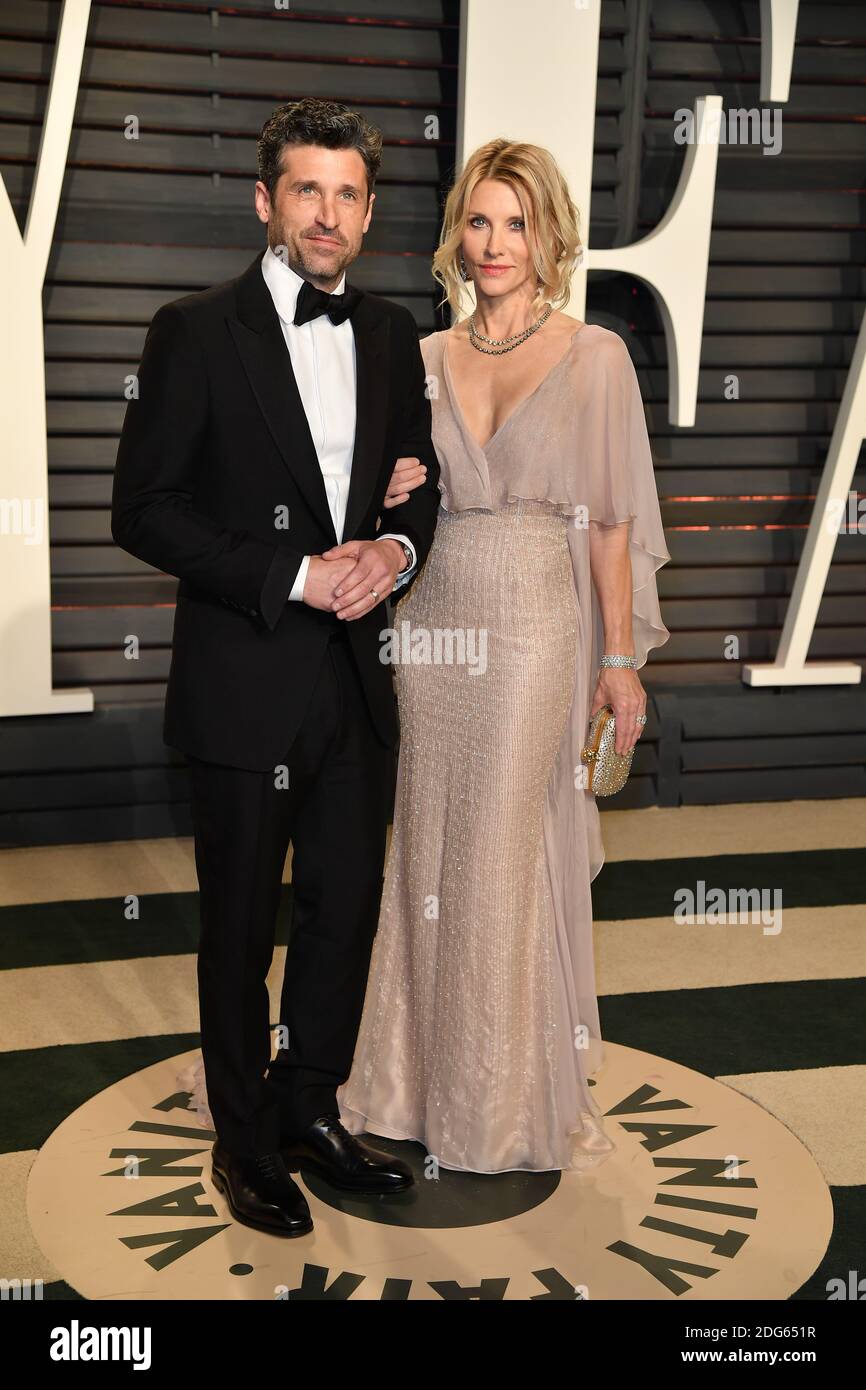 Patrick Dempsey and Gillian Fink attending Vanity Fair Oscar Party 2017 ...