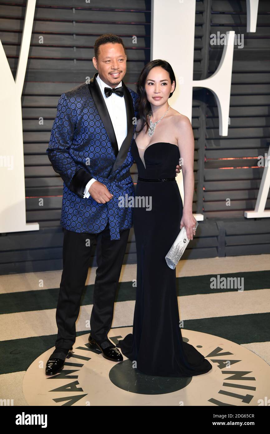 Terrence Howard and Miranda Pak arriving at the Vanity Fair Oscar Party ...