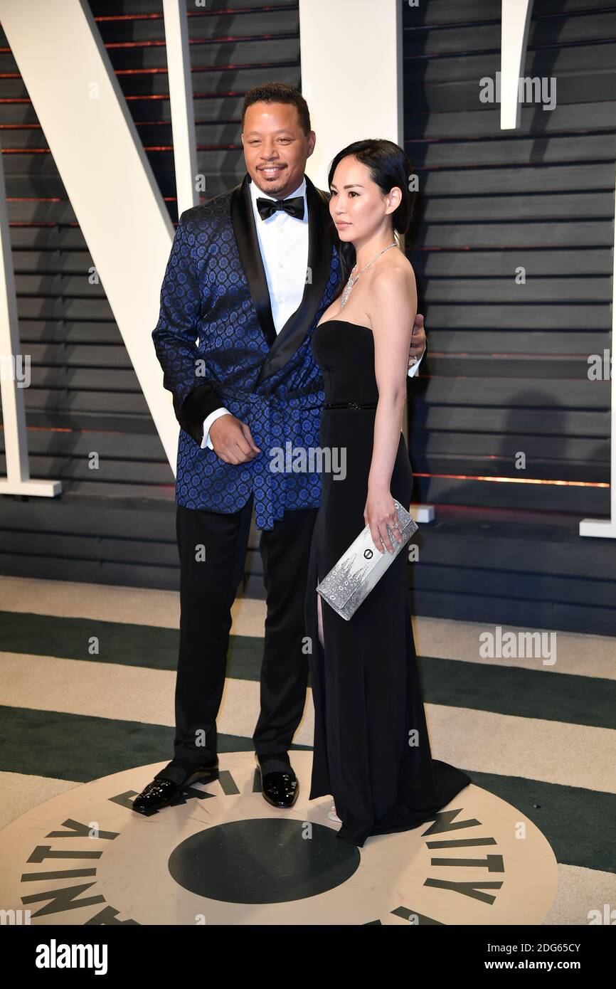 Terrence Howard and Miranda Pak arriving at the Vanity Fair Oscar Party ...