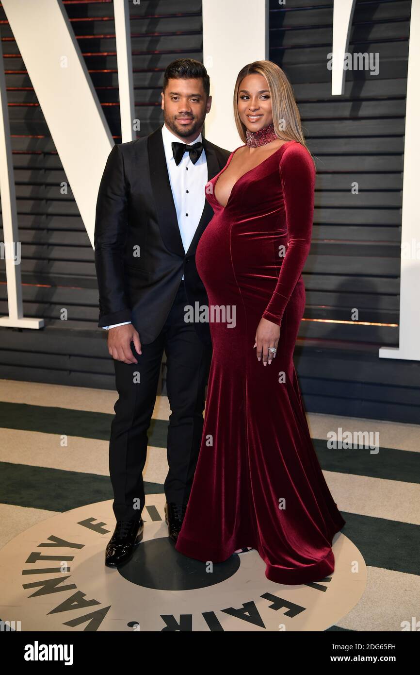 Russell Wilson and Ciara arriving at the Vanity Fair Oscar Party in ...