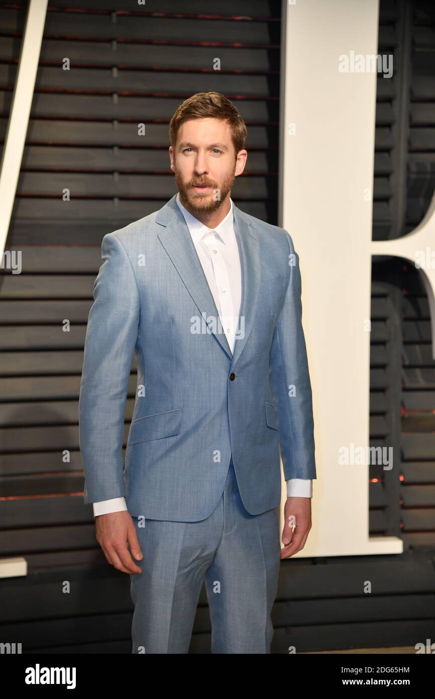 Calvin Harris arriving at the Vanity Fair Oscar Party in Beverly Hills ...