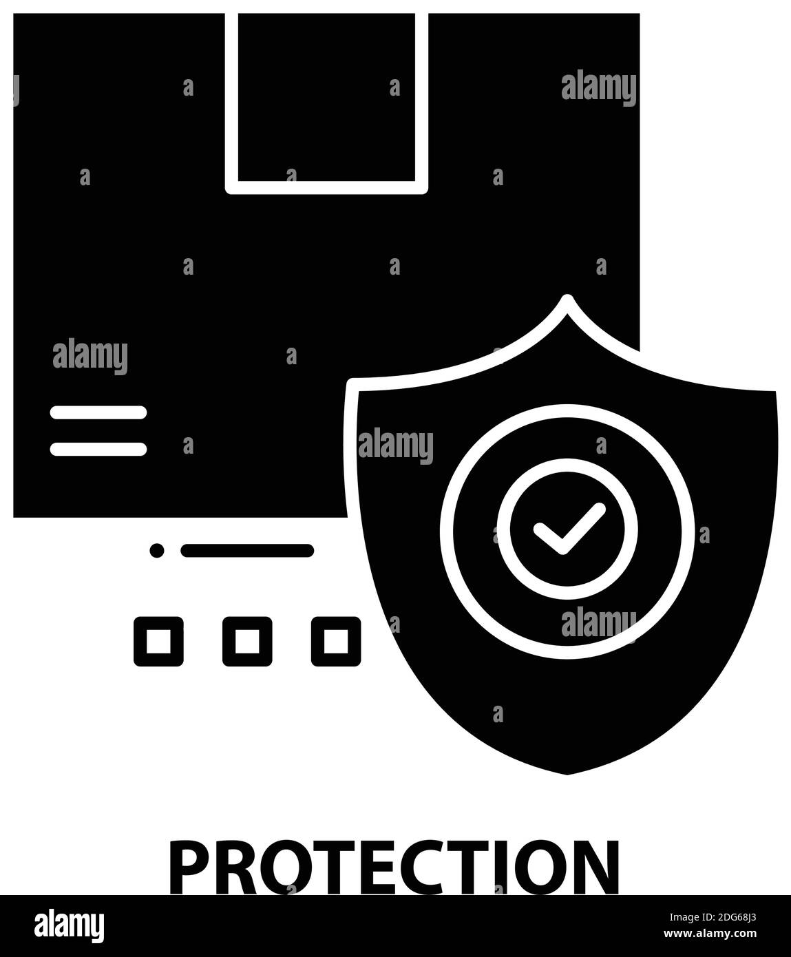 protection icon, black vector sign with editable strokes, concept ...