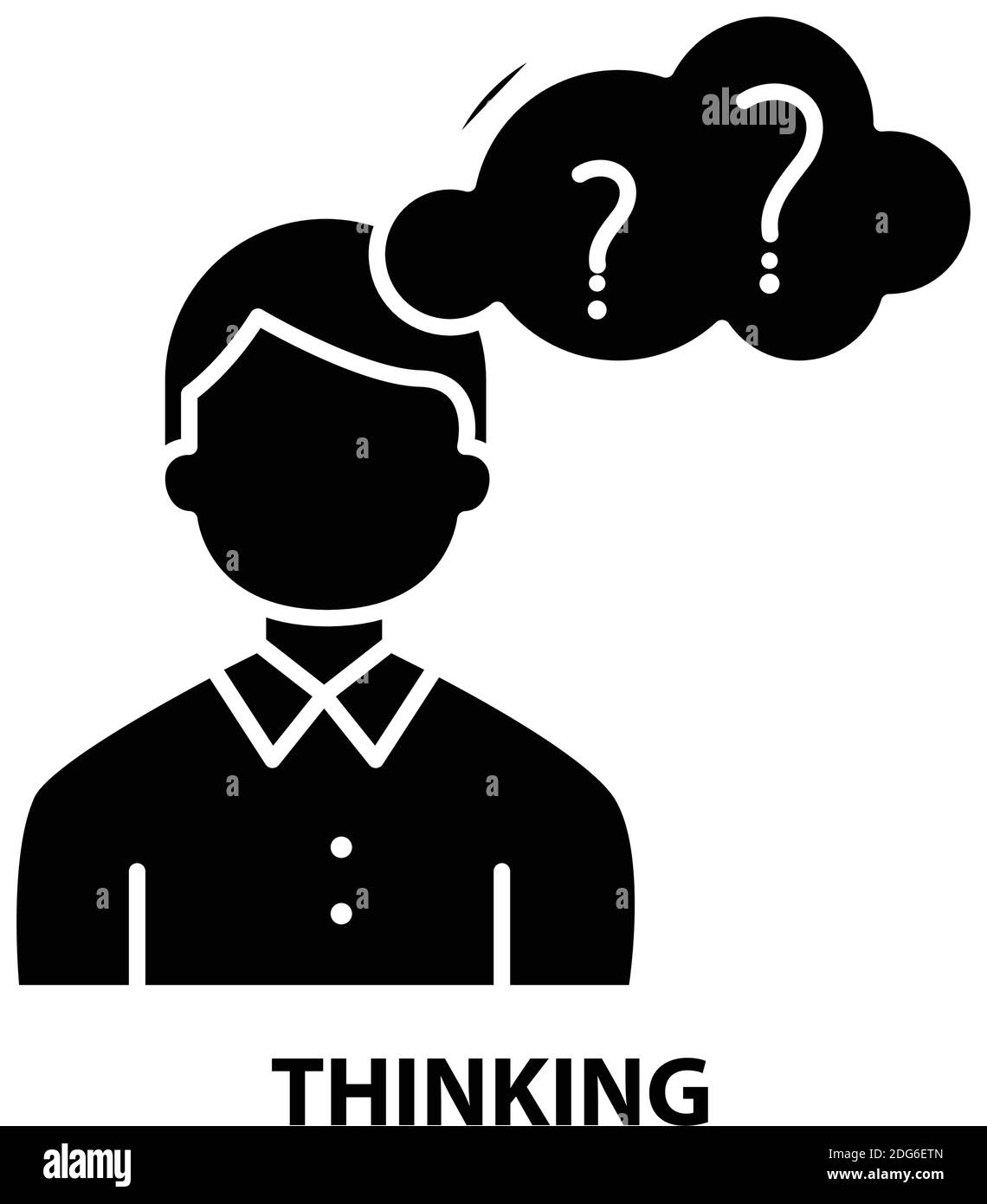thinking symbol icon, black vector sign with editable strokes, concept ...