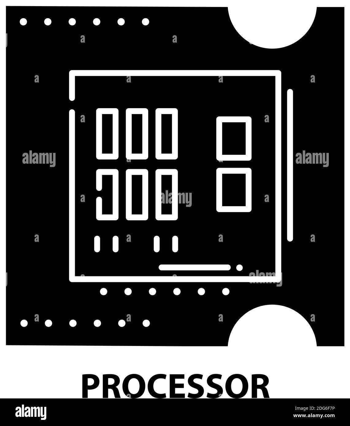 processor symbol icon, black vector sign with editable strokes, concept ...