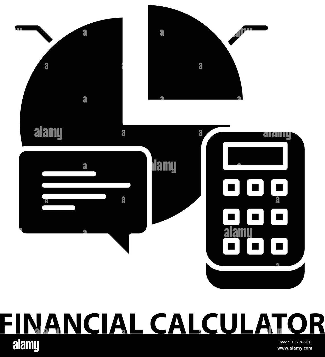 financial calculator icon, black vector sign with editable strokes ...