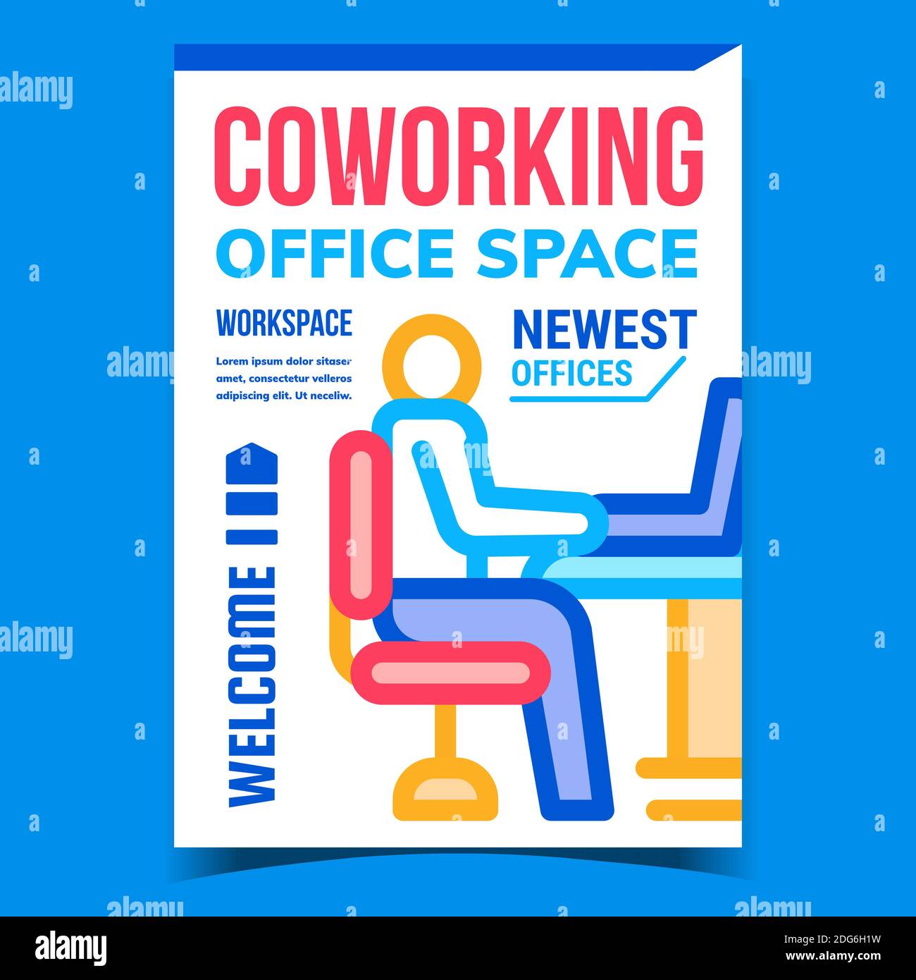 Coworking Office Space Promotional Poster Vector Stock Vector Image ...