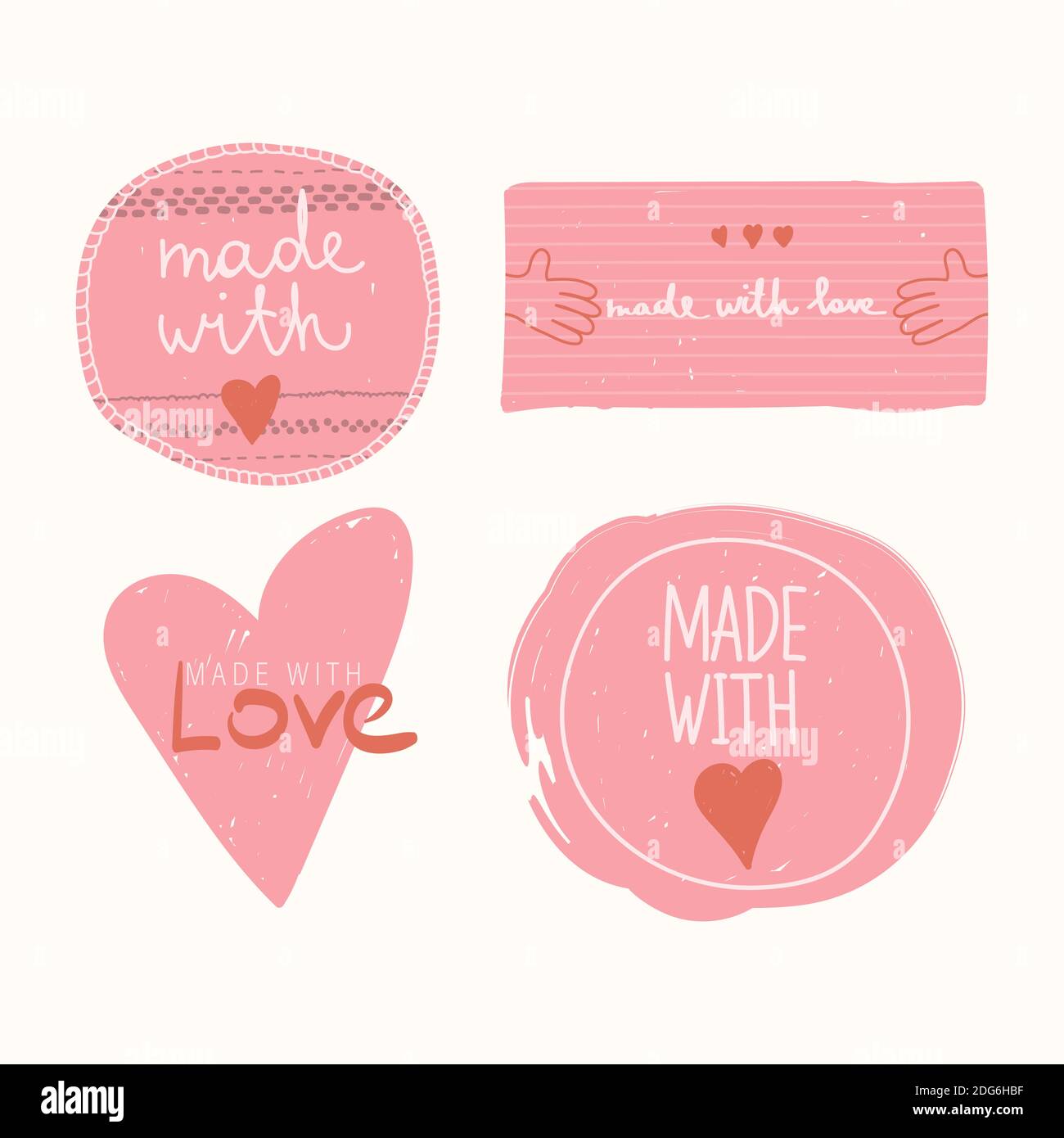 Set of label tag with lettering made with love. Calligraphy handwritten ...