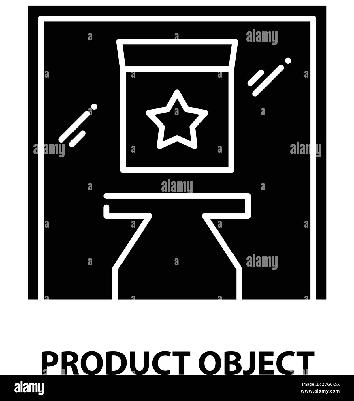 product object icon, black vector sign with editable strokes, concept ...