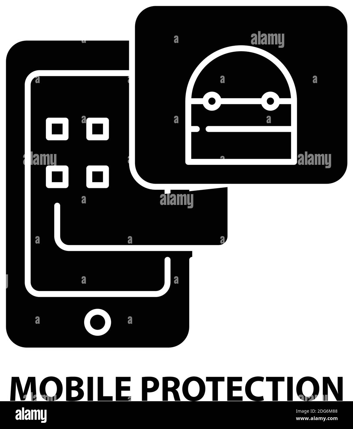 mobile protection icon, black vector sign with editable strokes ...
