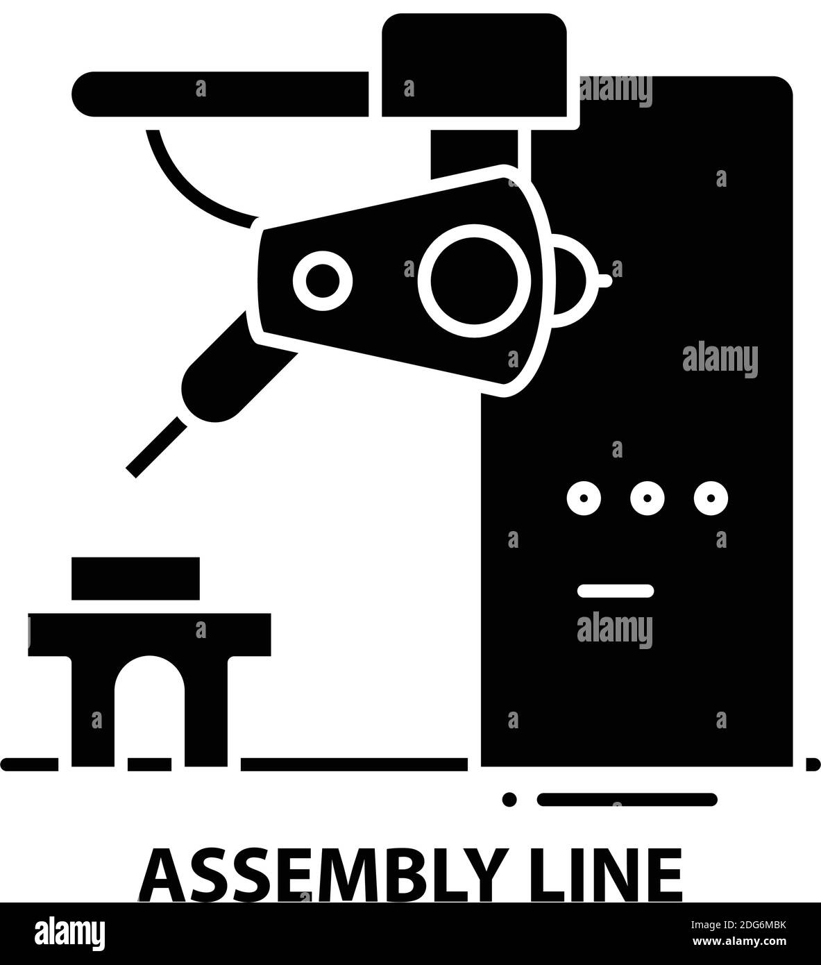 assembly line icon, black vector sign with editable strokes, concept ...