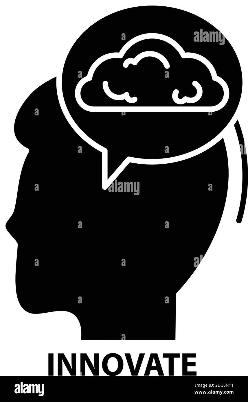 innovate icon, black vector sign with editable strokes, concept ...