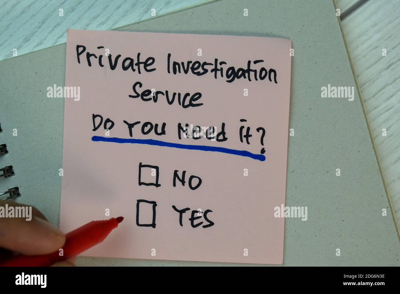 Private Investigation Service write on sticky notes and supported by ...
