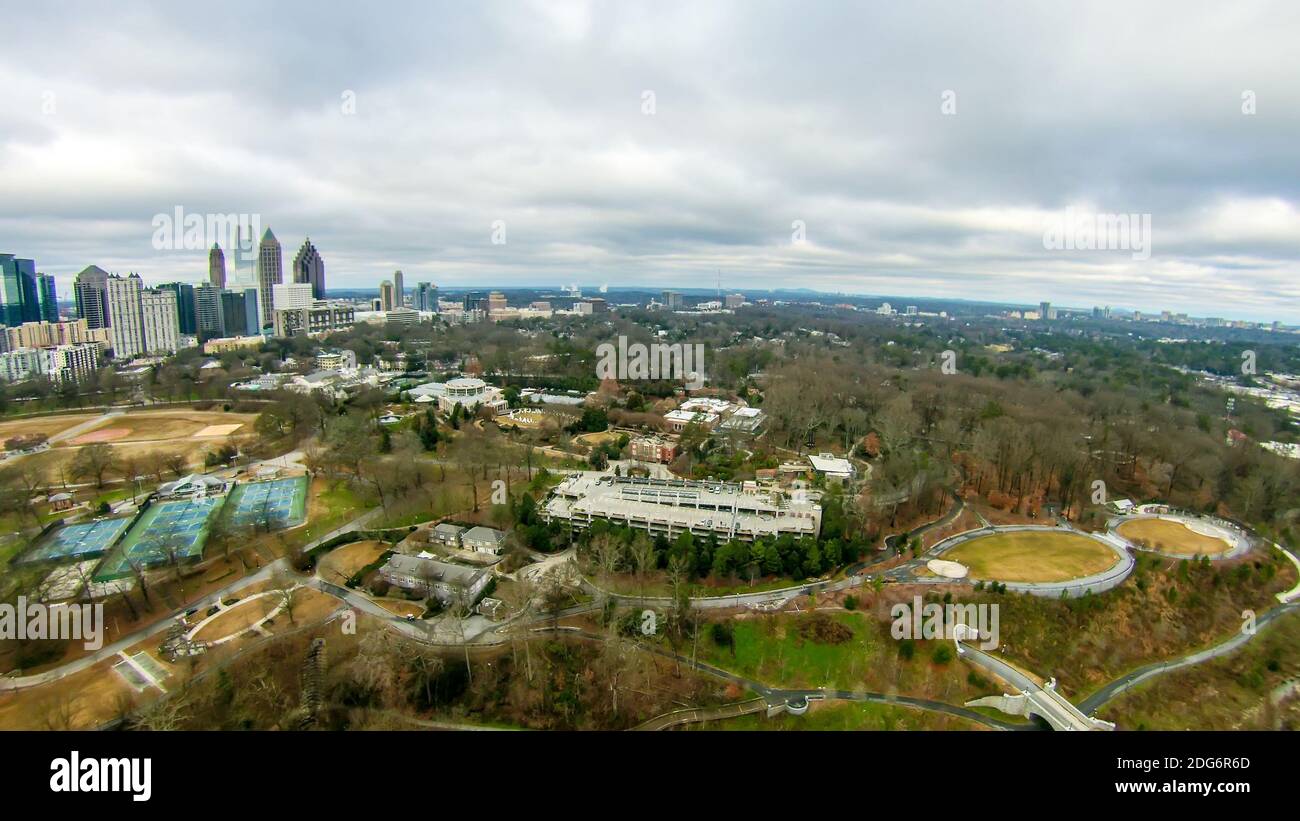 Aerial view over park with atlanta city skyline georgia usa Stock Photo ...