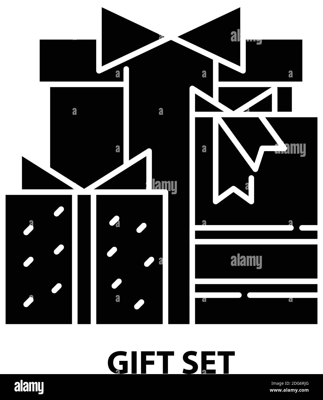 gift set icon, black vector sign with editable strokes, concept ...