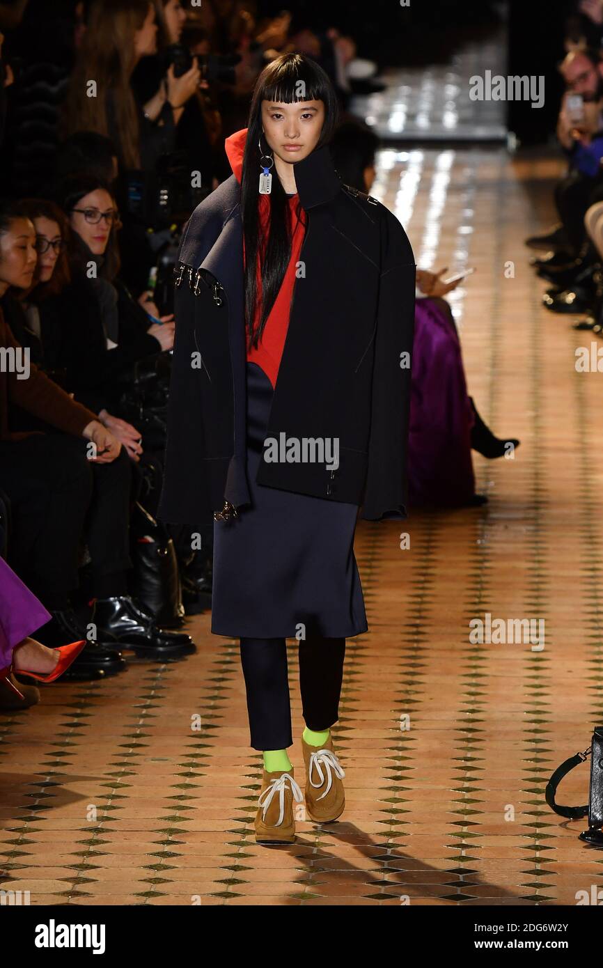 A model walks on the runway at the Esteban Cortazar show during Paris ...