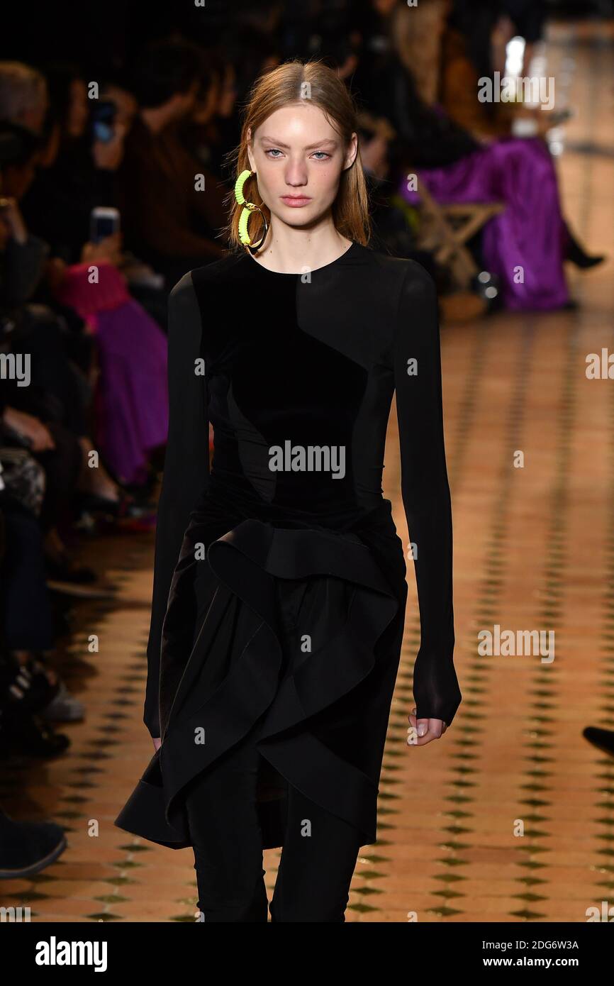 A model walks on the runway at the Esteban Cortazar show during Paris ...