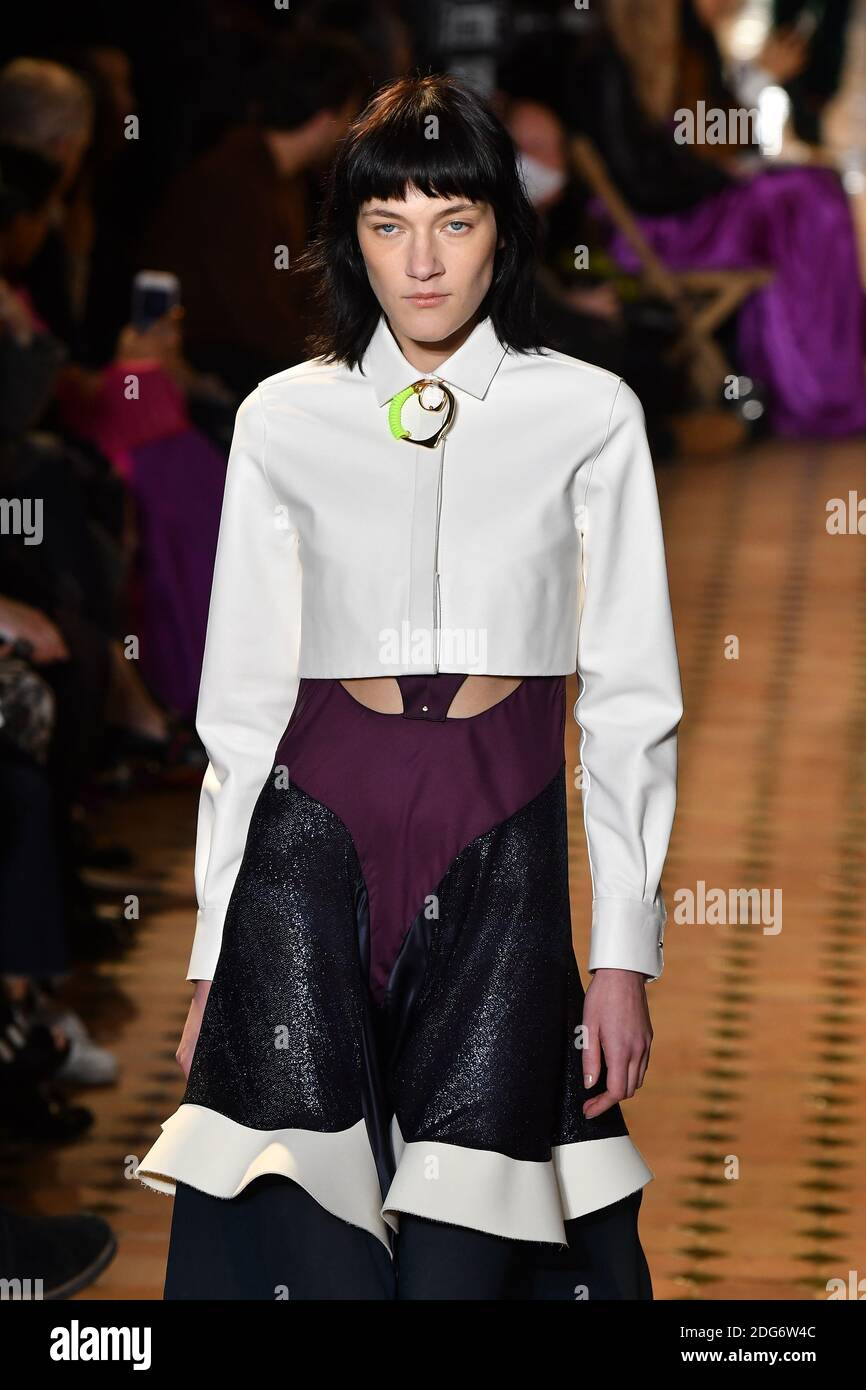 A model walks on the runway at the Esteban Cortazar show during Paris ...