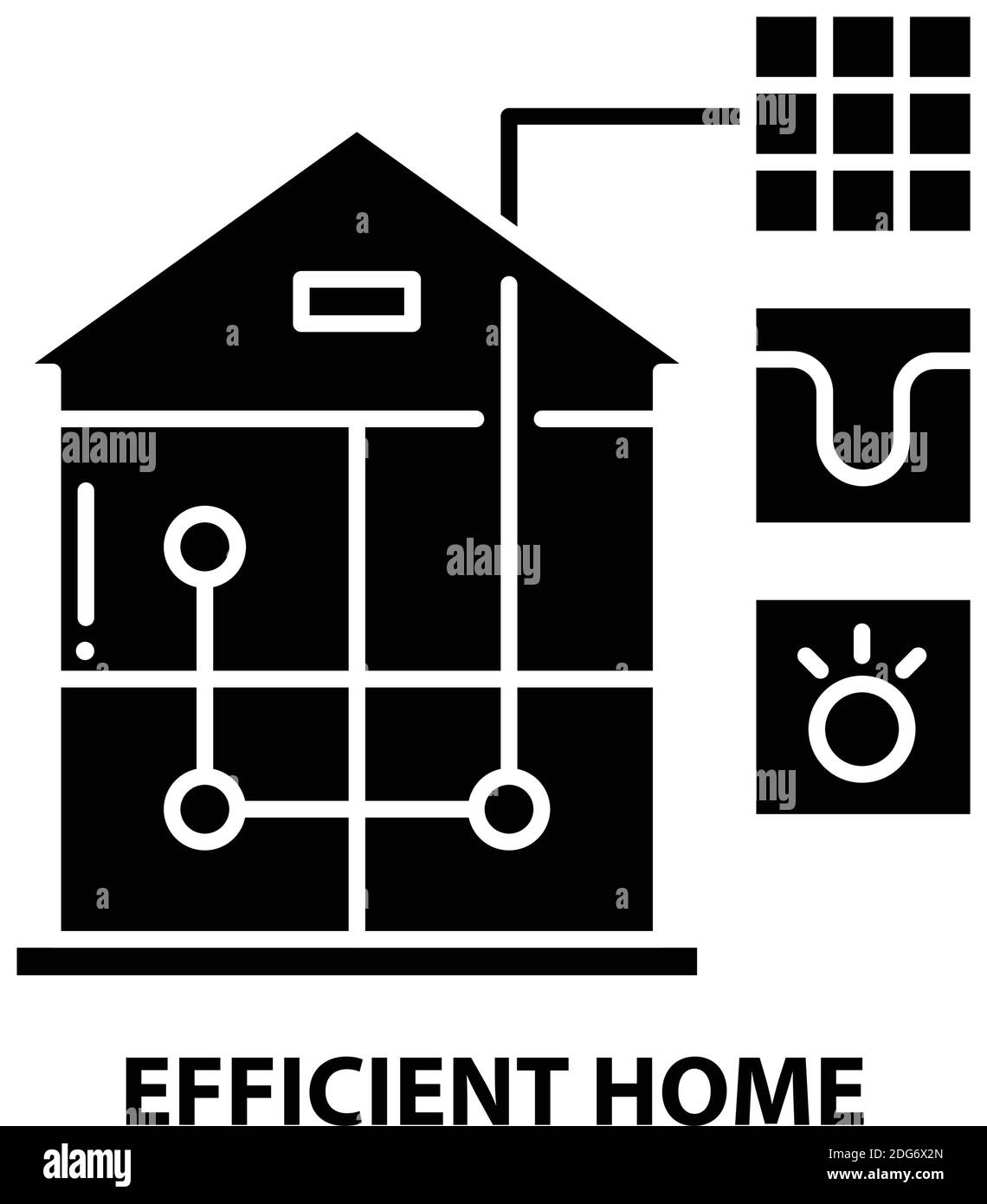 efficient home icon, black vector sign with editable strokes, concept ...