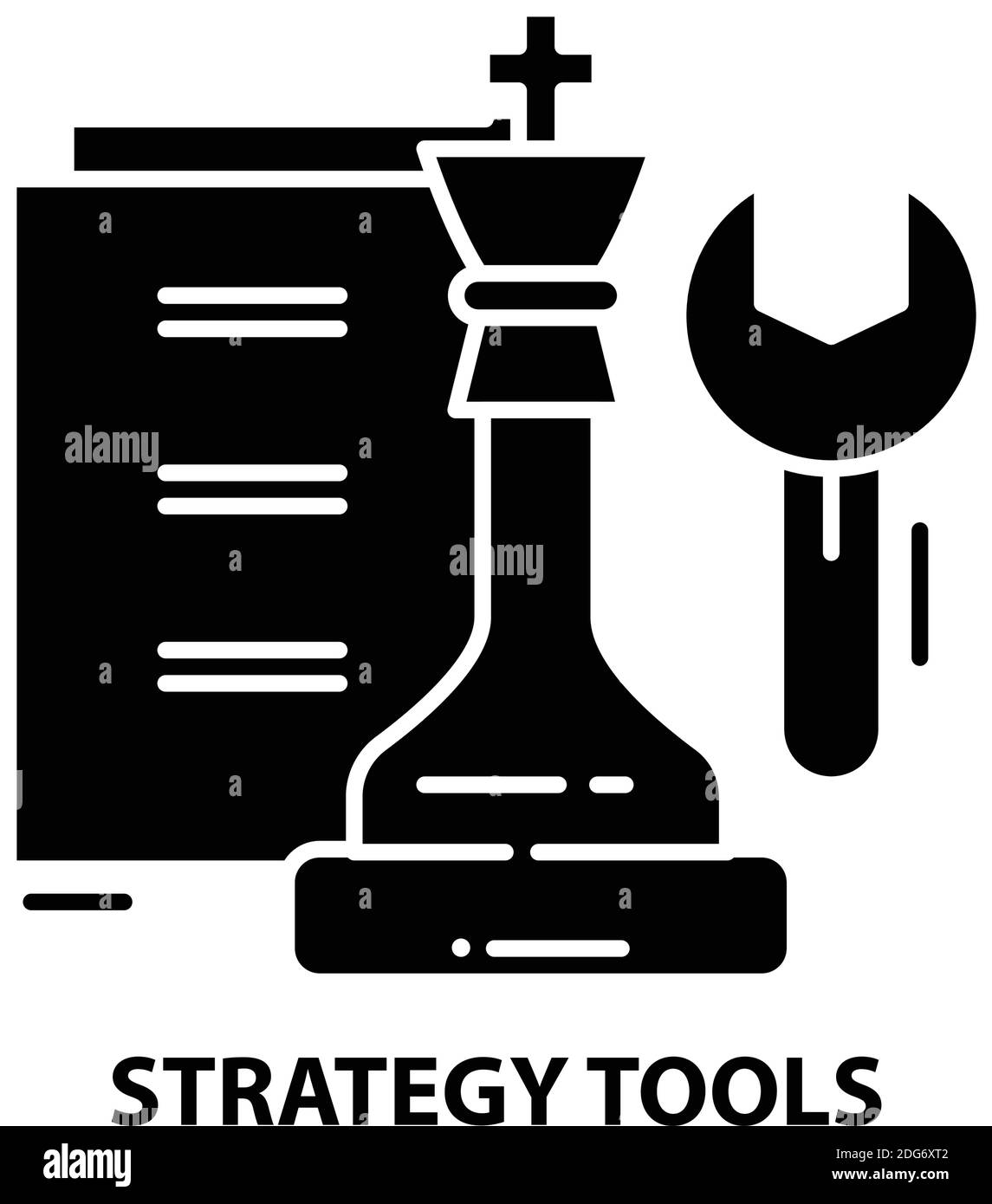 strategy tools icon, black vector sign with editable strokes, concept ...