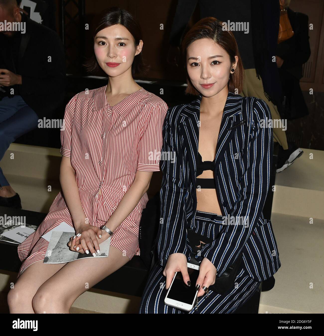 Lu Shan and a guest attending the Agnes B show during Paris Fashion ...