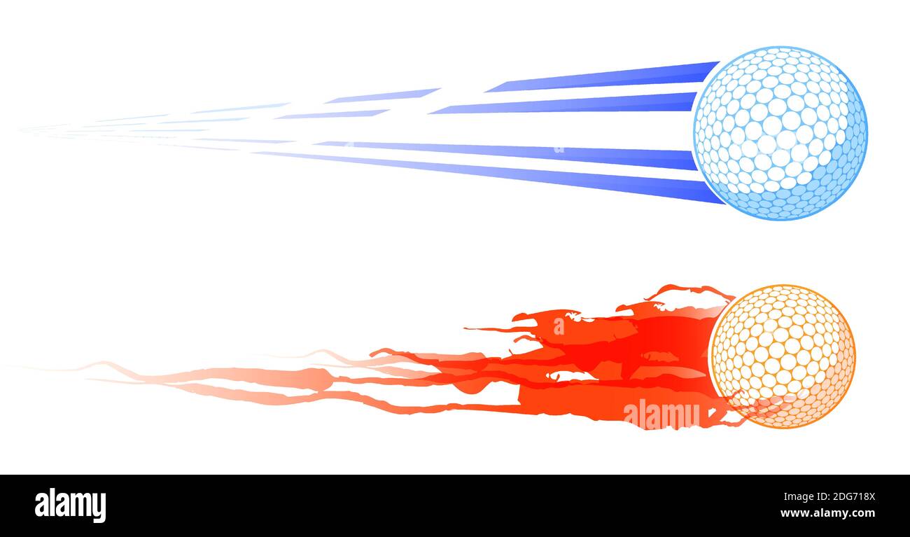 fast golf ball flies with great speed. Sport equipment. Symbol for ...