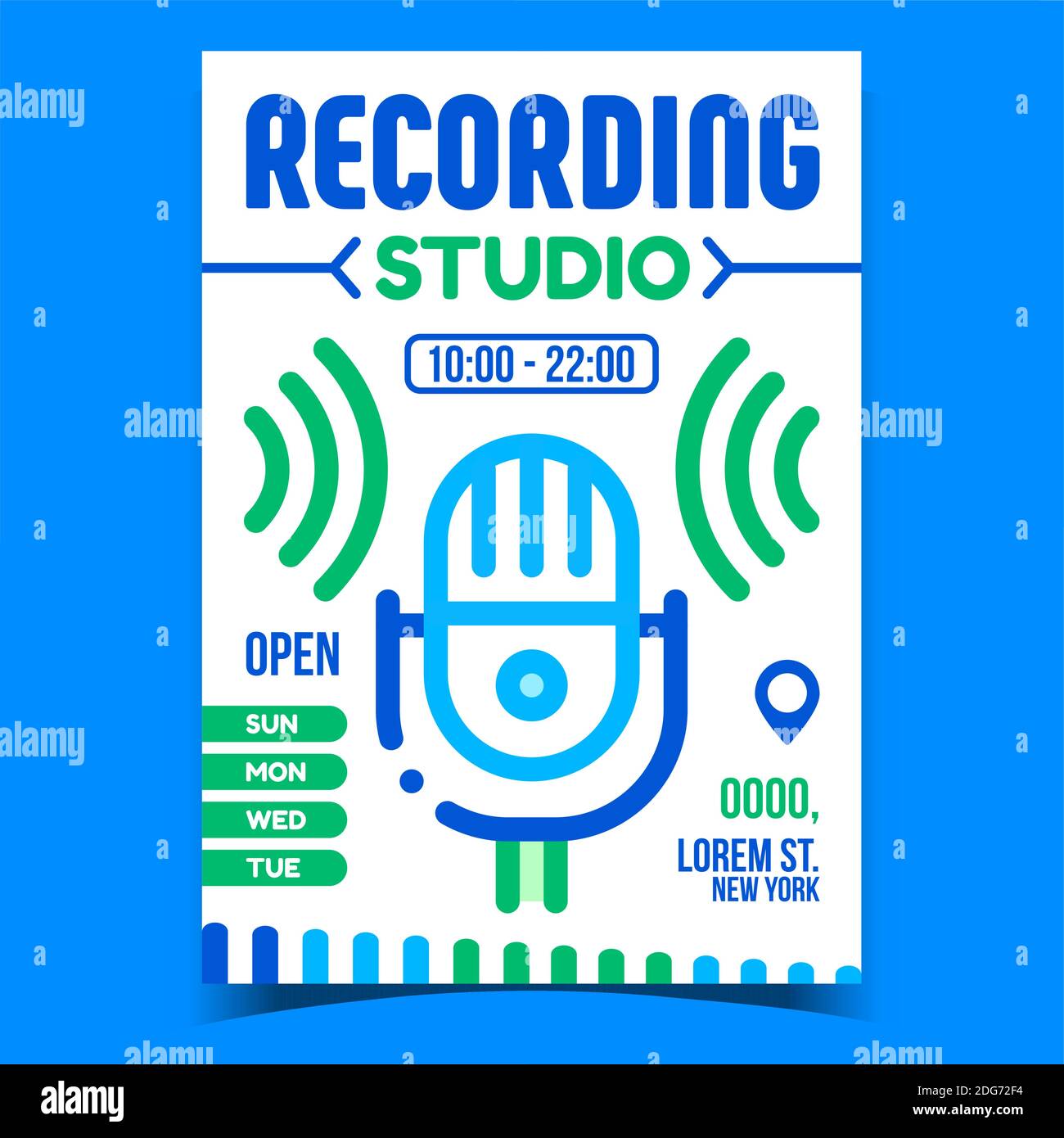 Recording Studio Creative Promotion Banner Vector Stock Vector Image ...