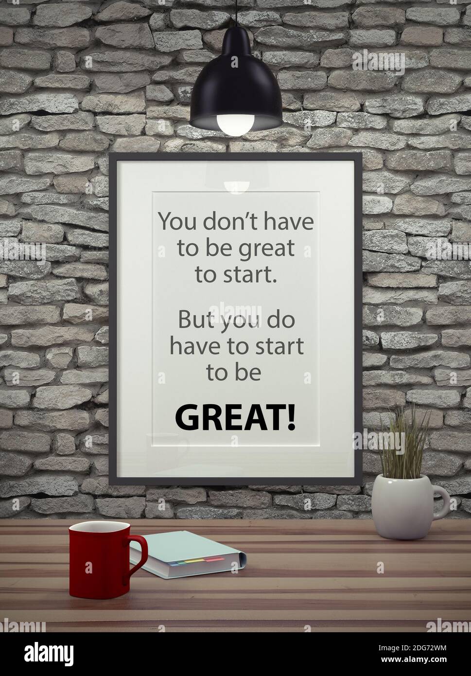 Inspirational motivating quote on picture frame Stock Photo - Alamy