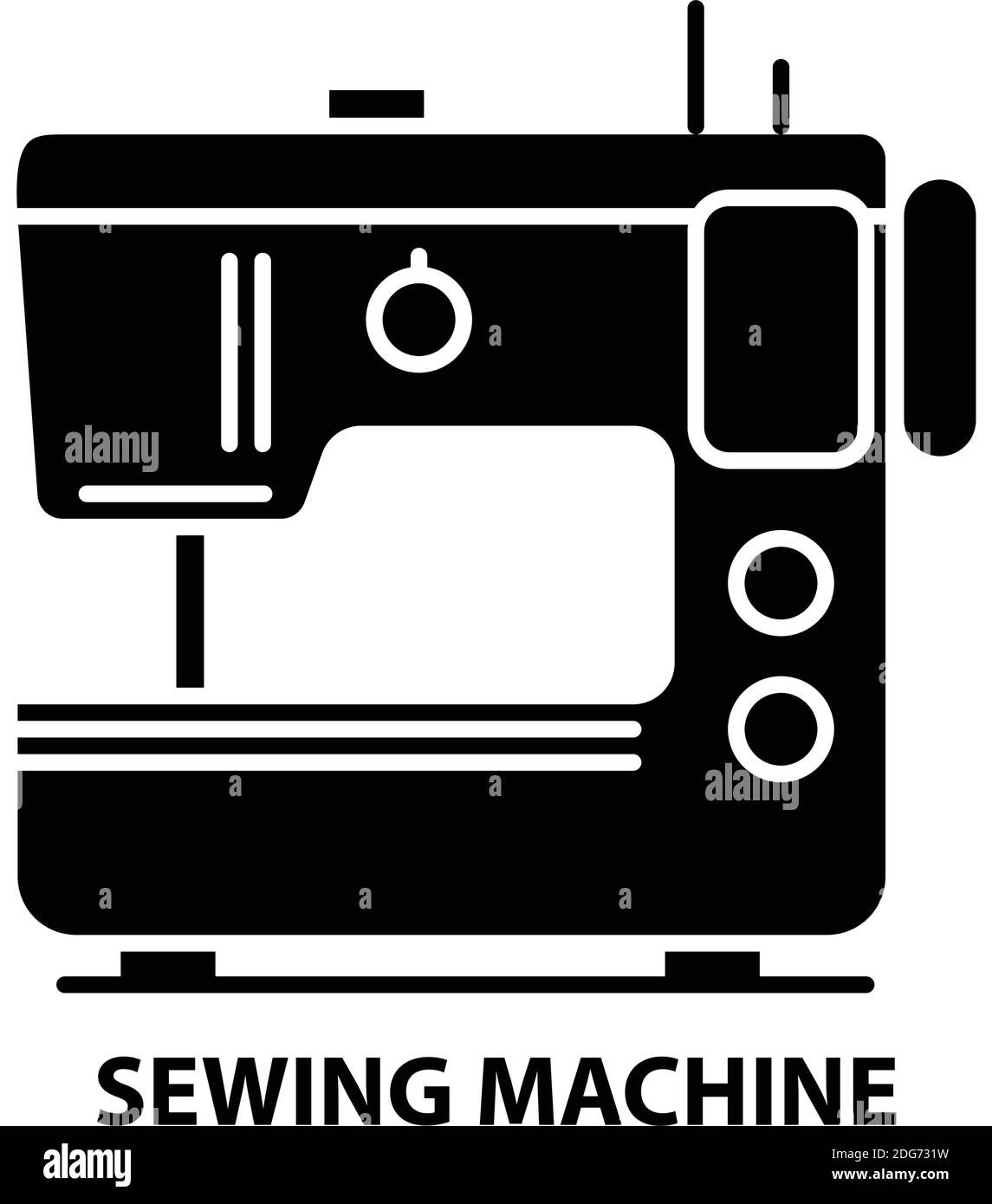 sewing machine symbol icon, black vector sign with editable strokes ...
