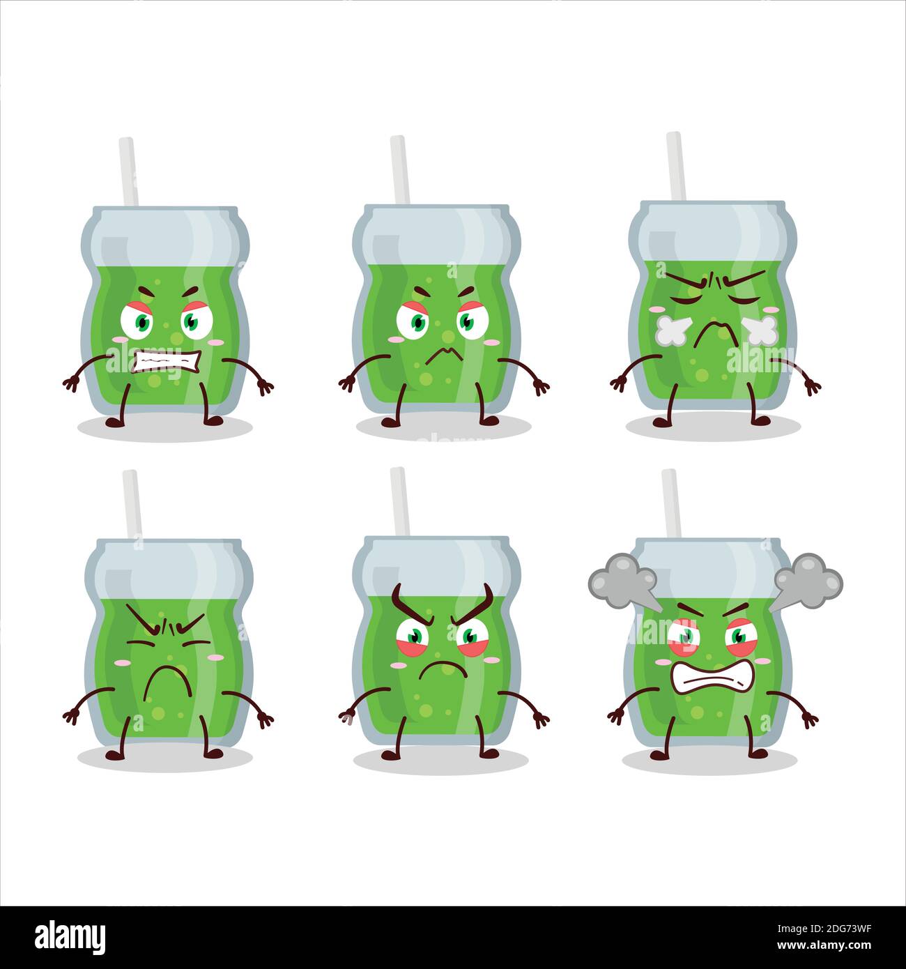 Avocado juice cartoon character with various angry expressions. Vector ...