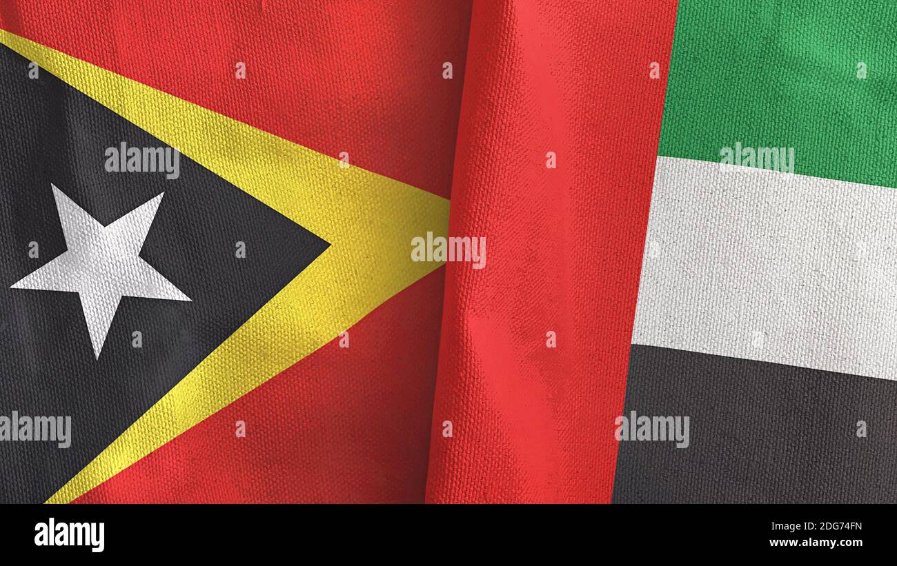 United Arab Emirates and Timor-Leste East Timor two flags textile 3D ...