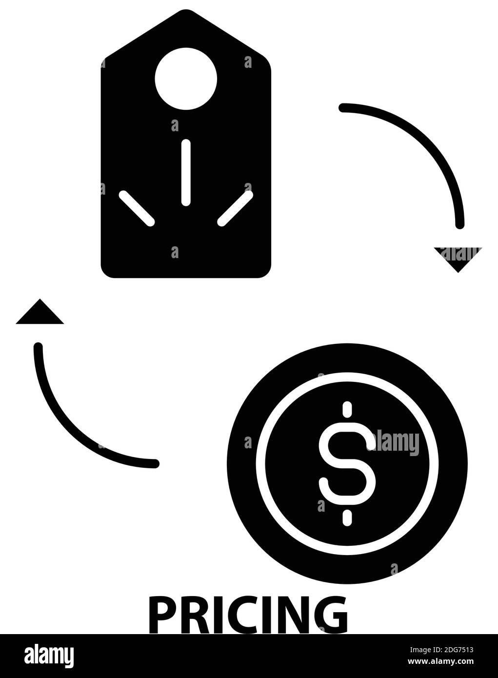pricing icon, black vector sign with editable strokes, concept ...