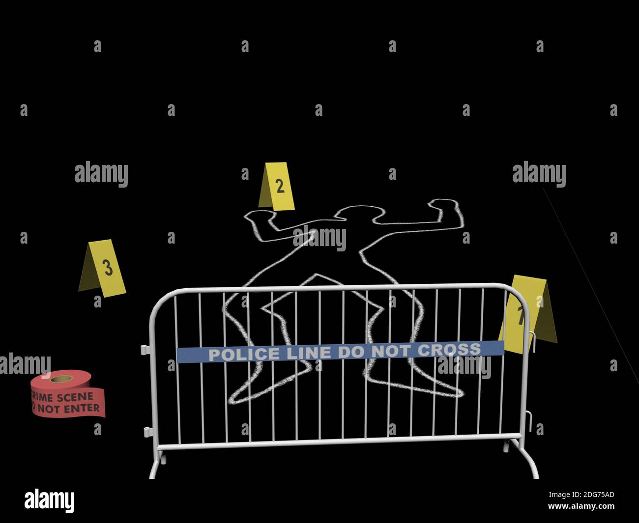 Crime scene - 3d render Stock Photo - Alamy