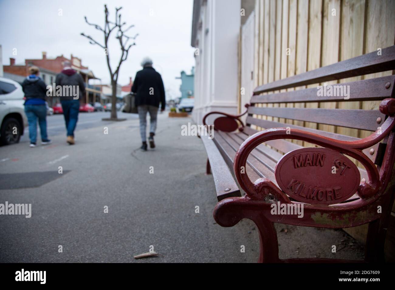 Melbourne, Australia, 6 October, 2020. A street bench is seen with ...