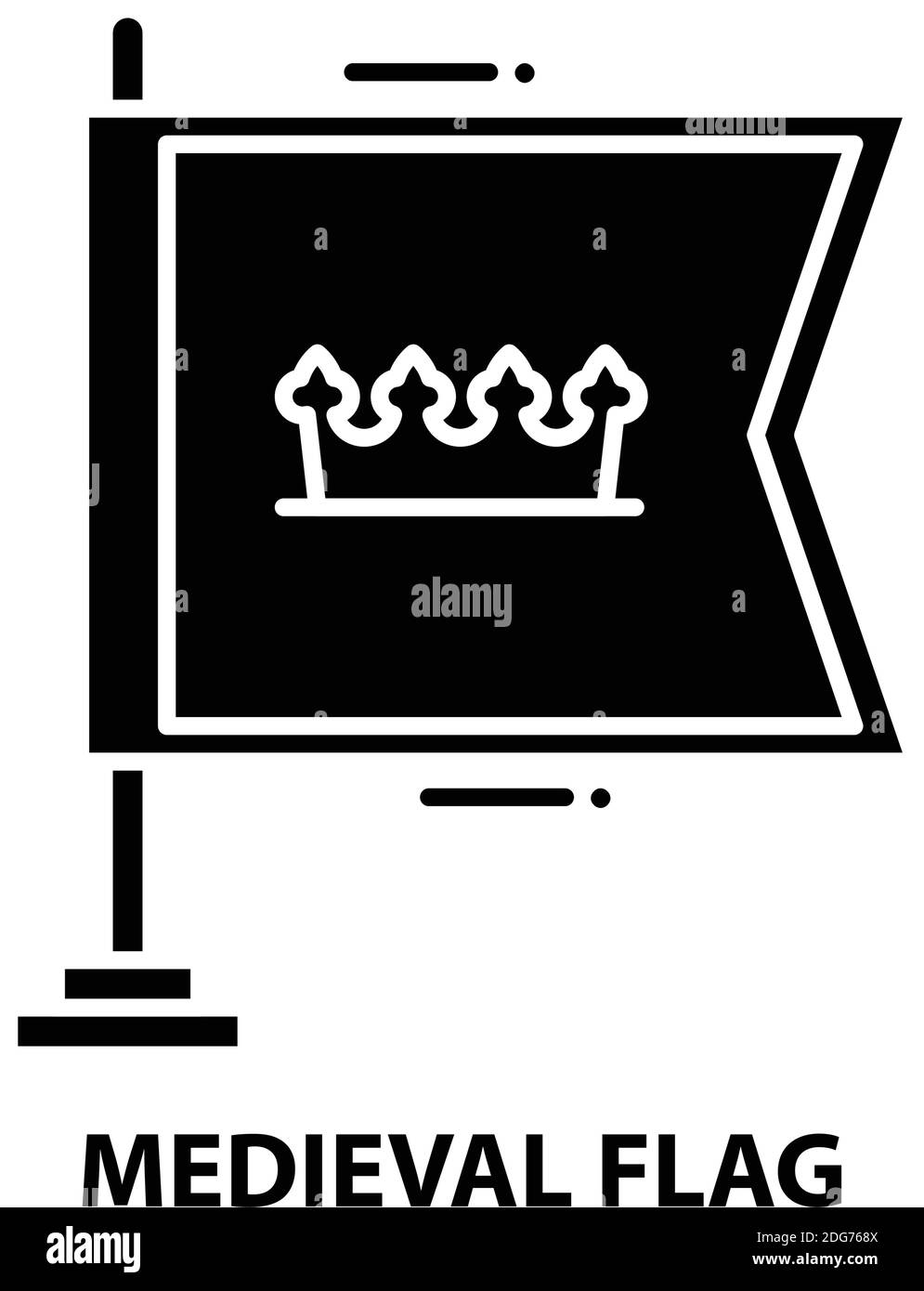 medieval flag icon, black vector sign with editable strokes, concept ...