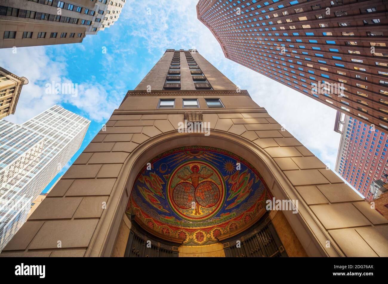 Artistic entrance of a high rise, Broad Street, Manhattan, NYC Stock ...