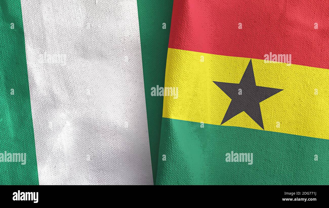 Ghana and Nigeria two flags textile cloth 3D rendering Stock Photo - Alamy