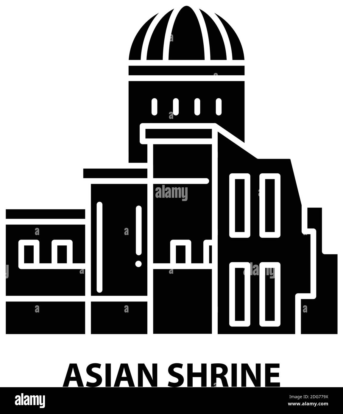 asian shrine icon, black vector sign with editable strokes, concept ...