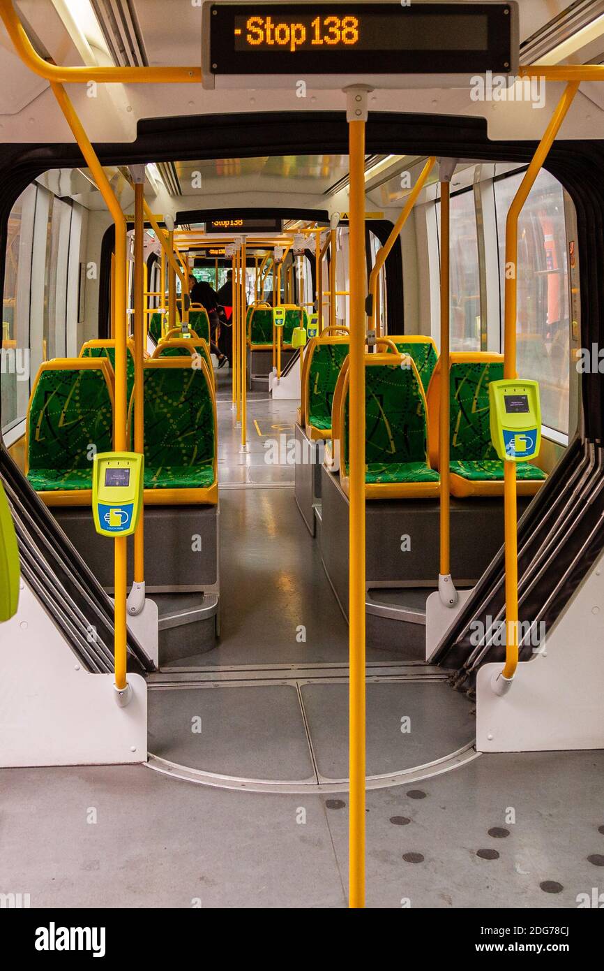 Melbourne, Australia, 1 June, 2020. The Number 96 line tram stands ...