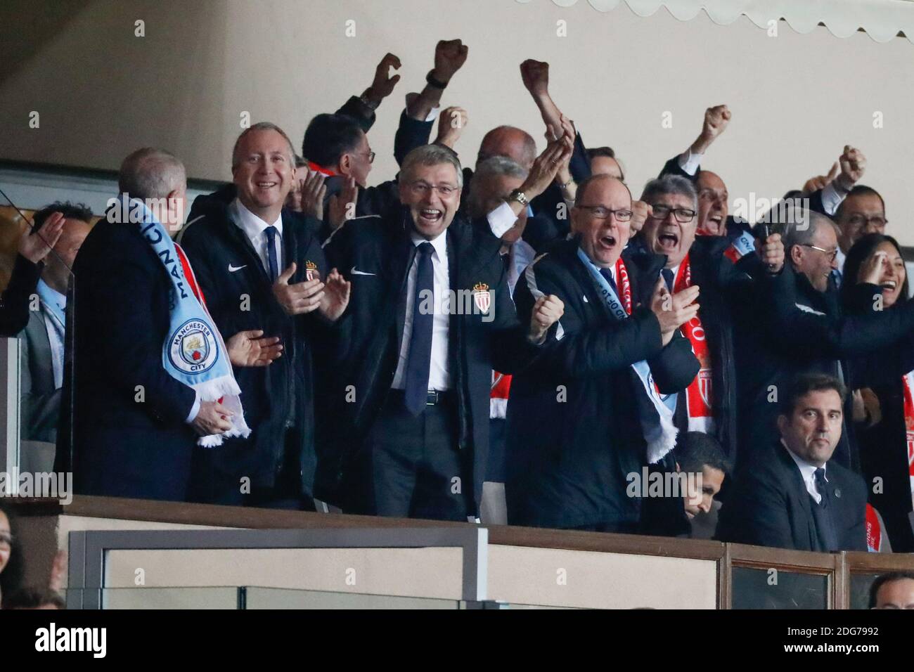 Monaco's Prince Albert joy after the 3-1 goal during the Champion's ...