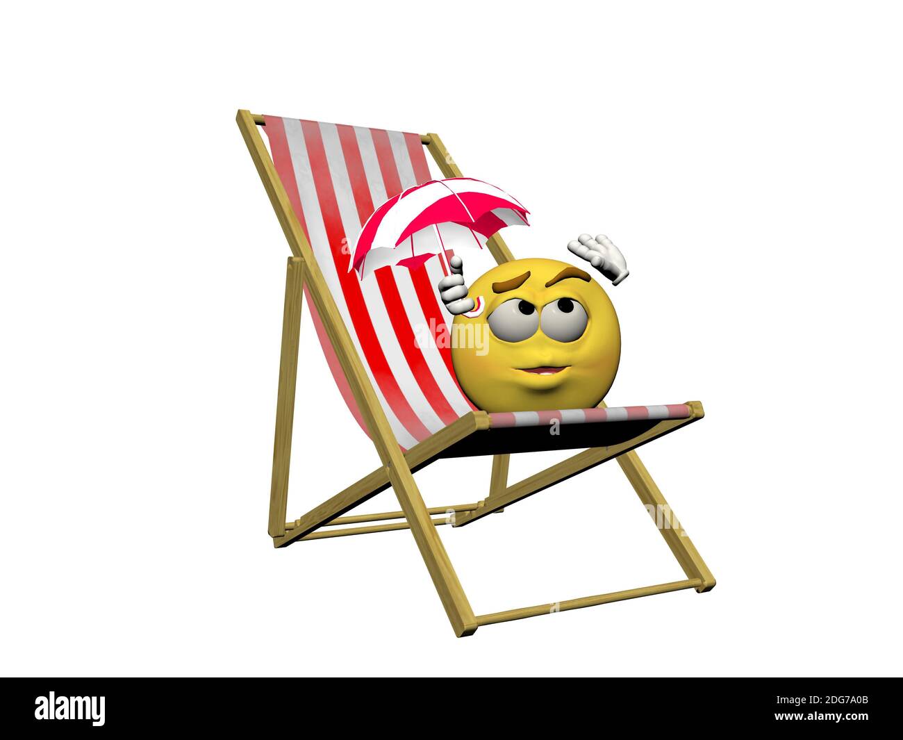 Emoticon in the beach - 3d render Stock Photo - Alamy