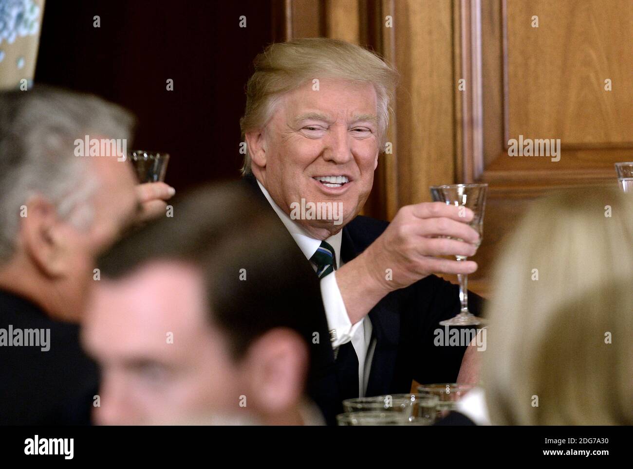 U.S. President Donald J. Trump gives a toast during the Friends of ...