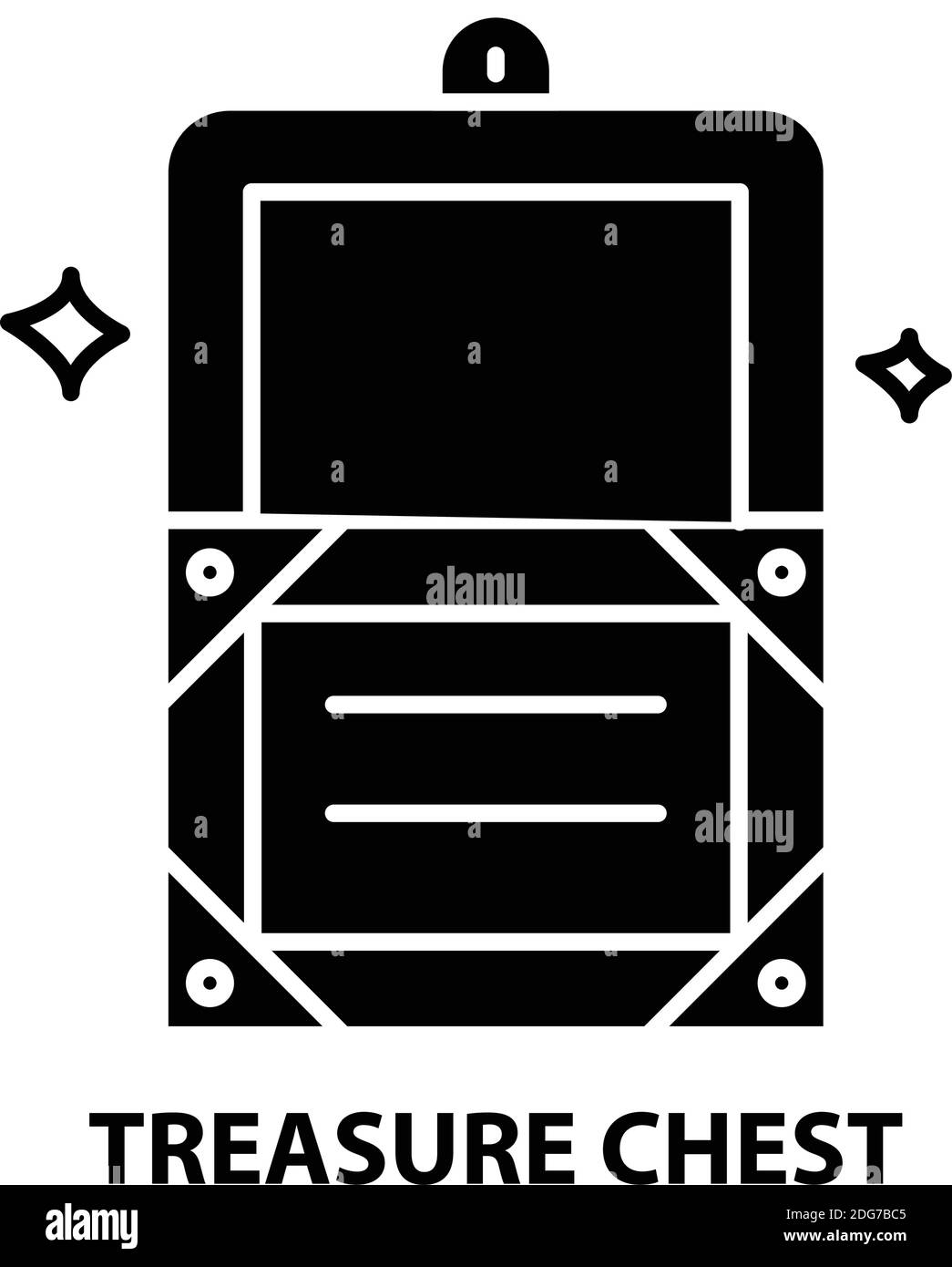 treasure chest icon, black vector sign with editable strokes, concept ...