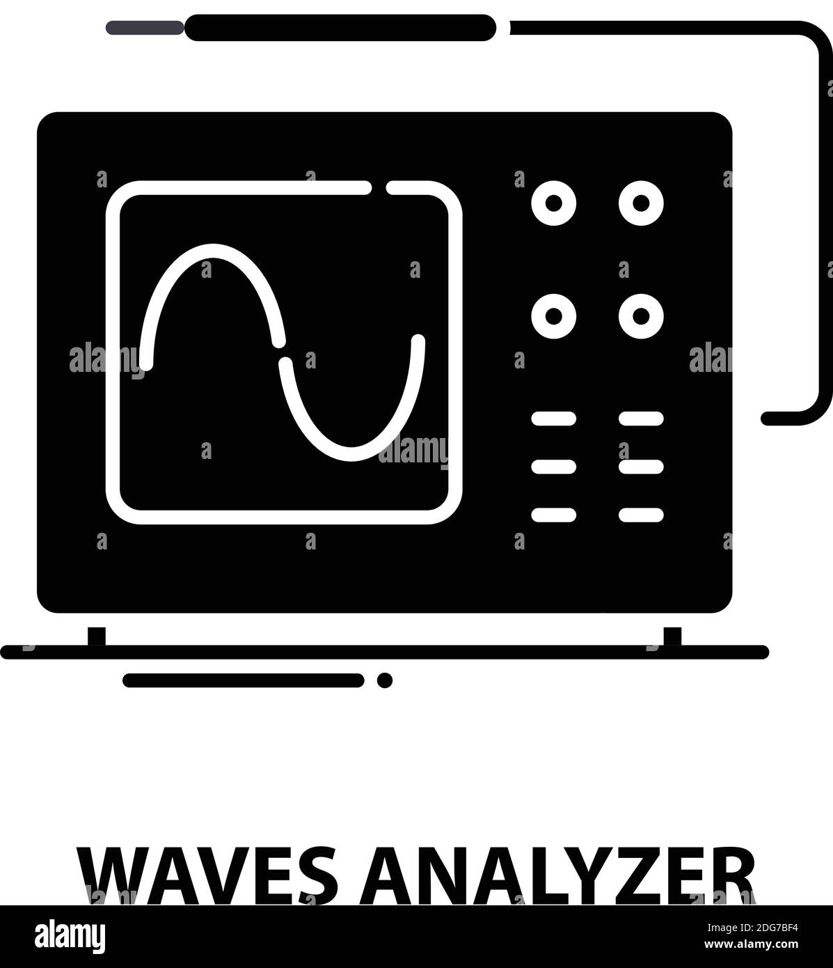 waves analyzer icon, black vector sign with editable strokes, concept ...