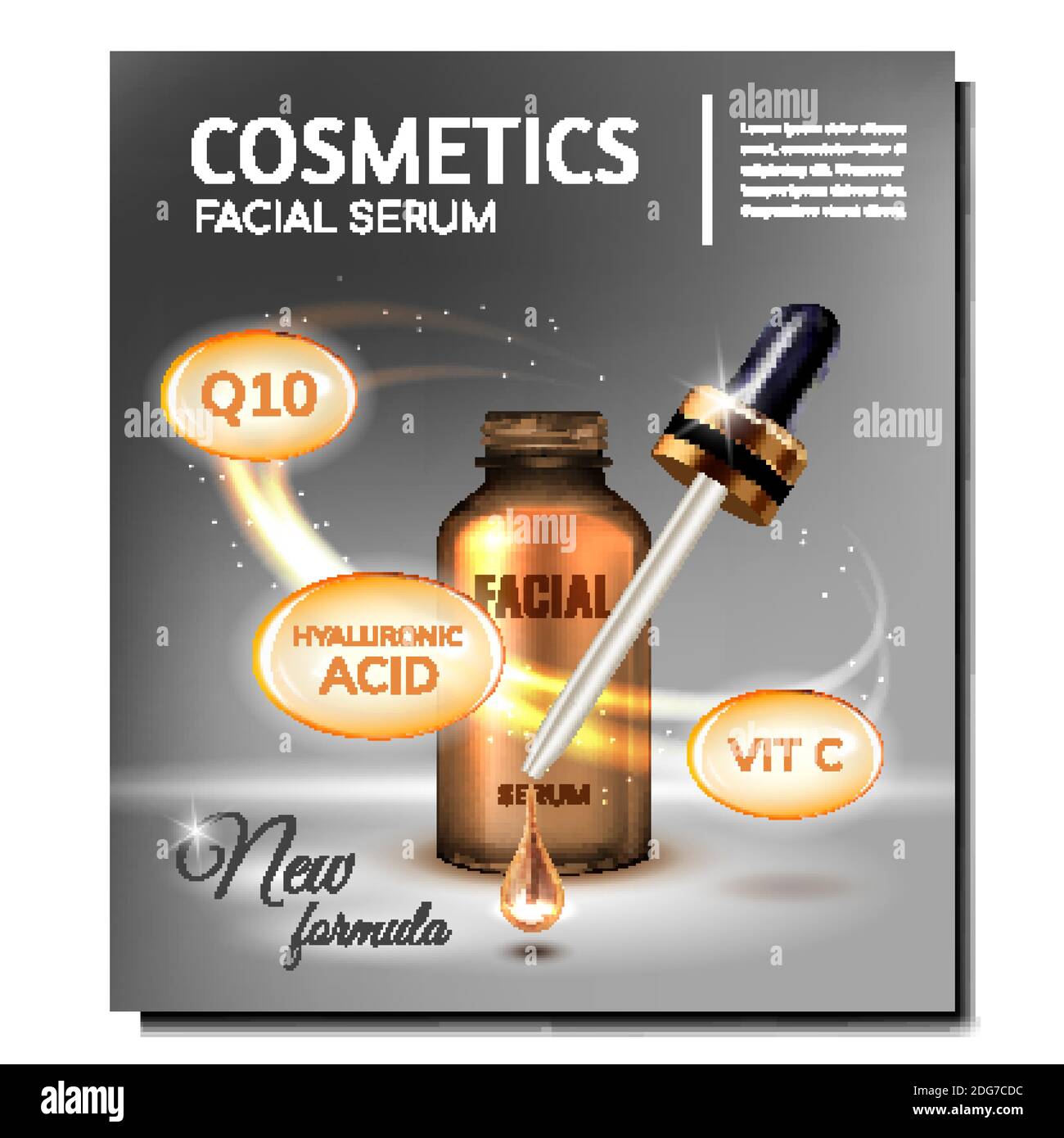 Cosmetics Facial Serum Promotional Banner Vector Stock Vector Image ...