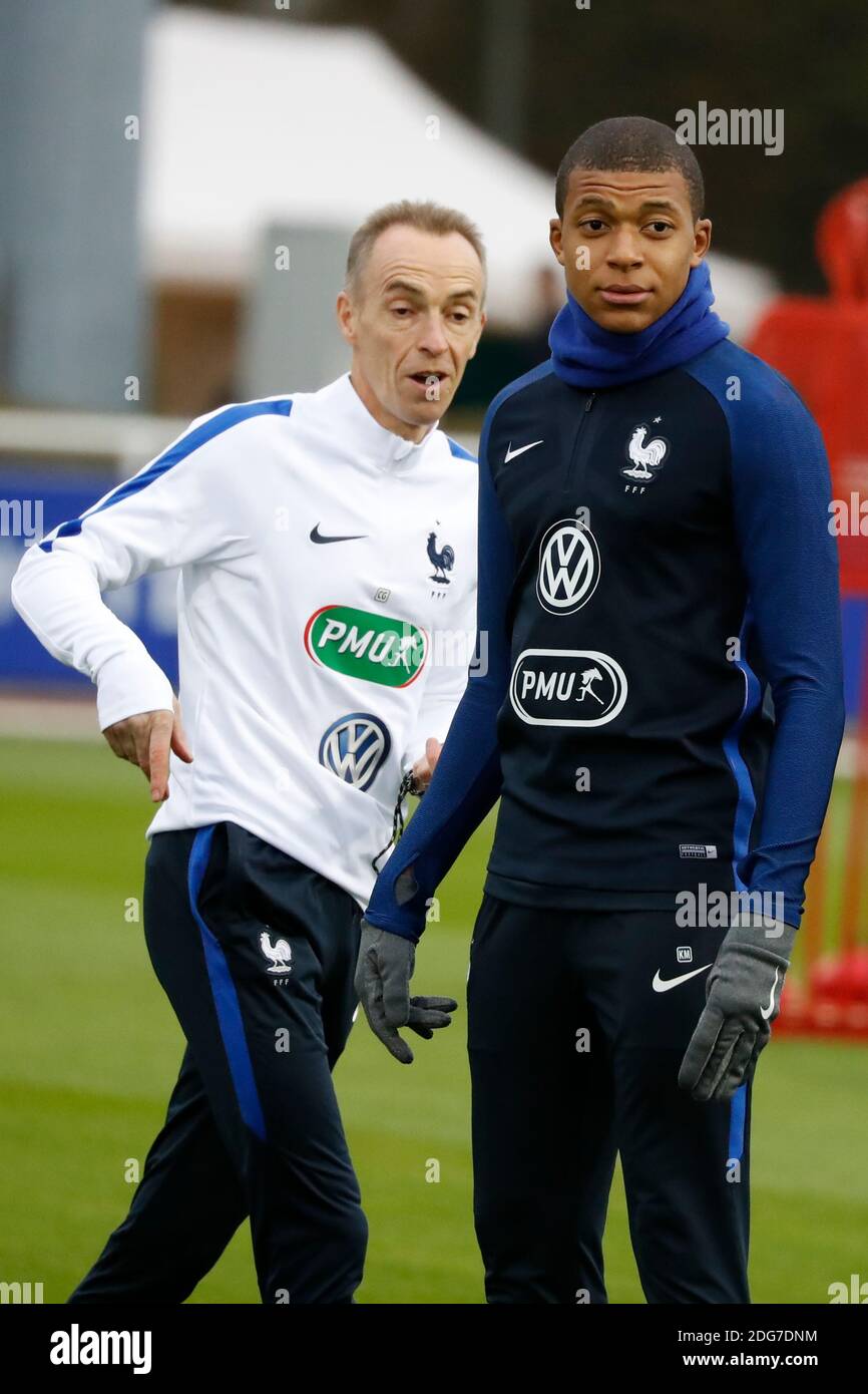 Kylian MBappe in his first training session for the French National ...