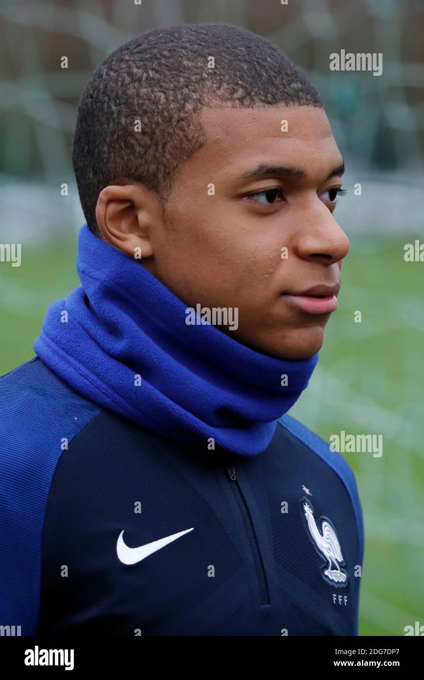 Kylian MBappe in his first training session for the French National ...