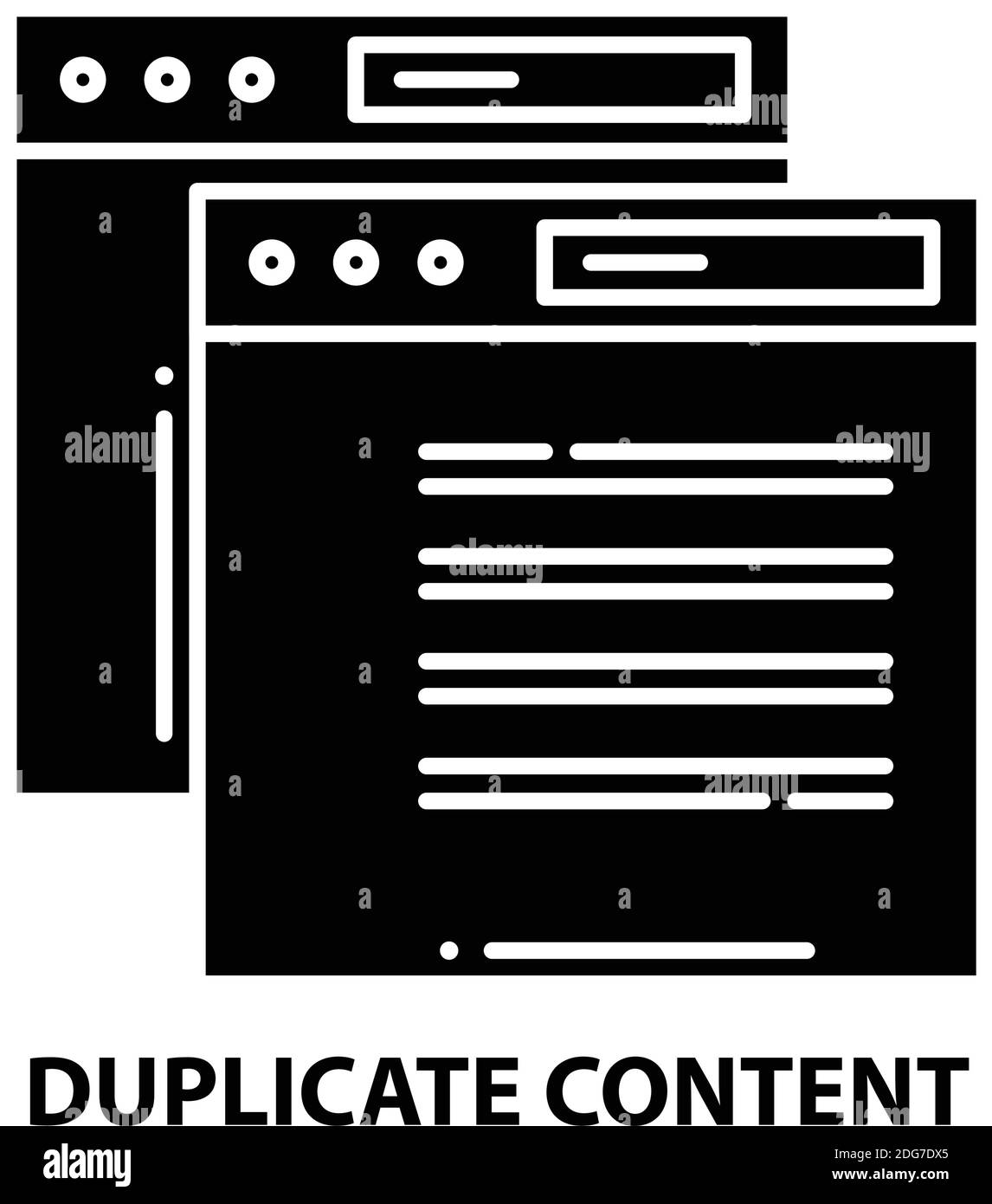 duplicate content icon, black vector sign with editable strokes ...