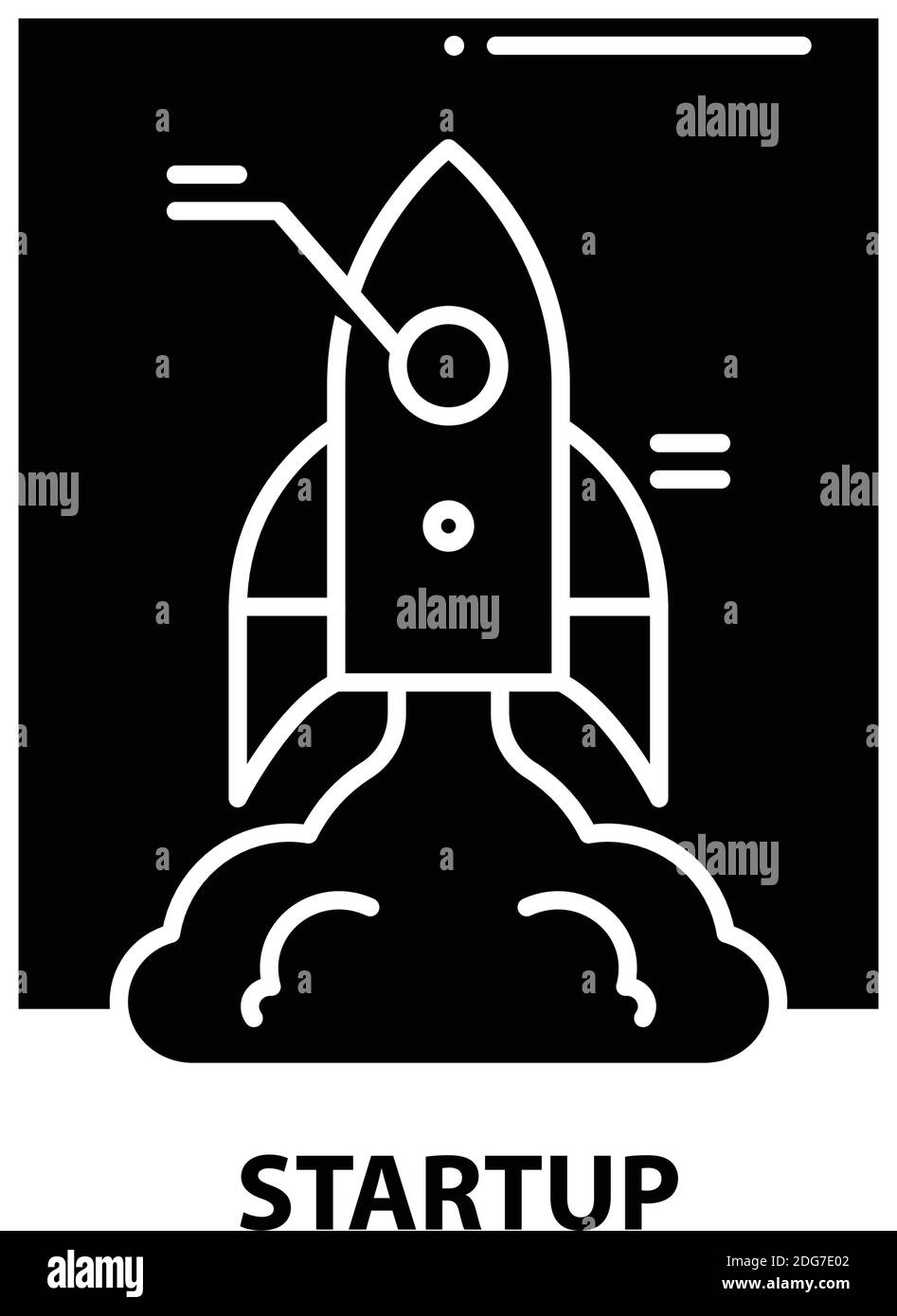 startup icon, black vector sign with editable strokes, concept ...