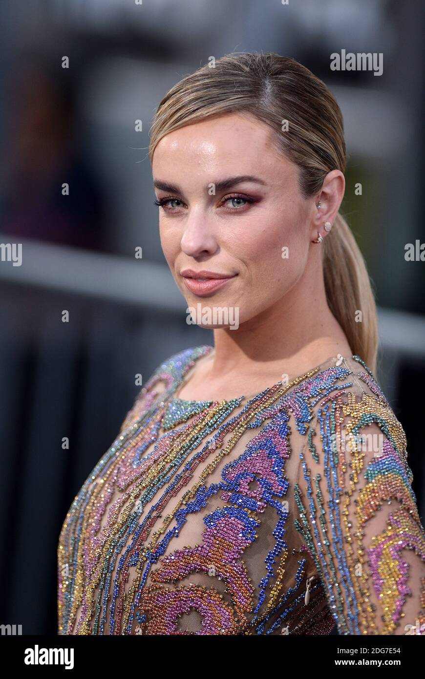 Jessica McNamee attends the premiere of Warner Bros. Pictures Chips at ...